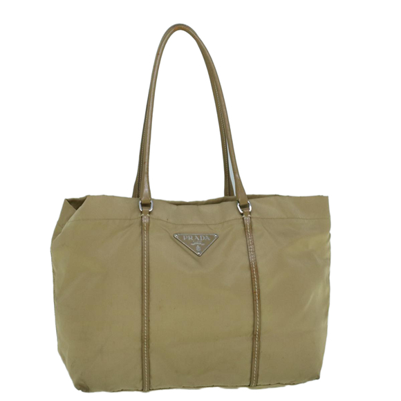 Prada | Bags | Prada Tote Bag Nylon Beige Auth 6254 | Poshmark